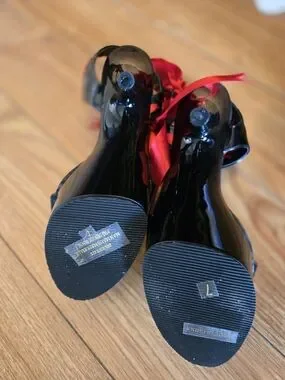 Pleaser | Shoes | Pleaser Black Patent Platform Heels With Red Ribbon ...